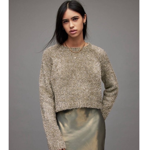 All Saints | Sweaters | All Saints Rosetta Metallic Tinsel Cropped ...